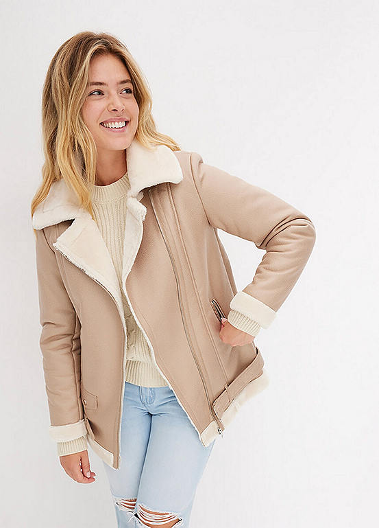 Faux Leather Aviator Jacket by bonprix | Kaleidoscope