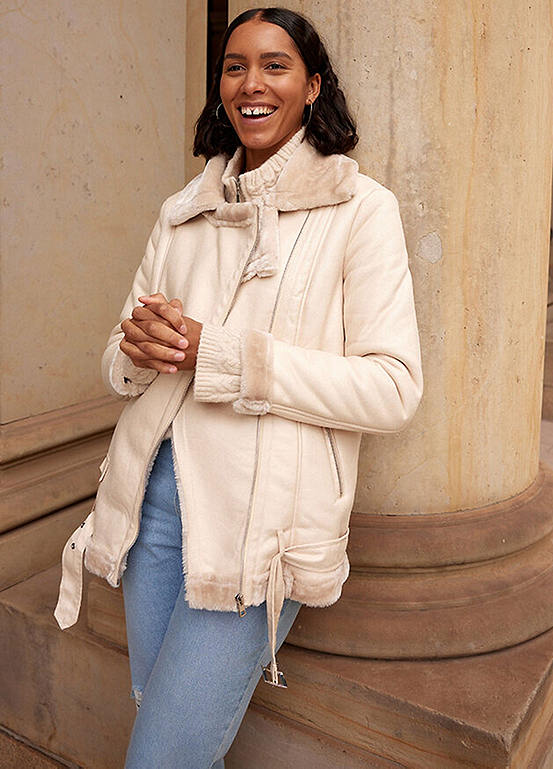 Faux Leather Aviator Jacket by bonprix | Kaleidoscope