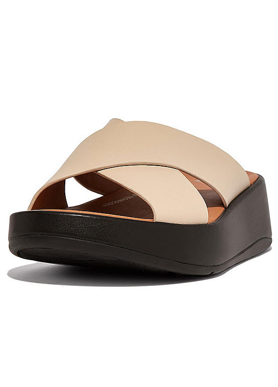 FitFlop F-Mode Luxe Leather Flatform Cross Slides | Kaleidoscope