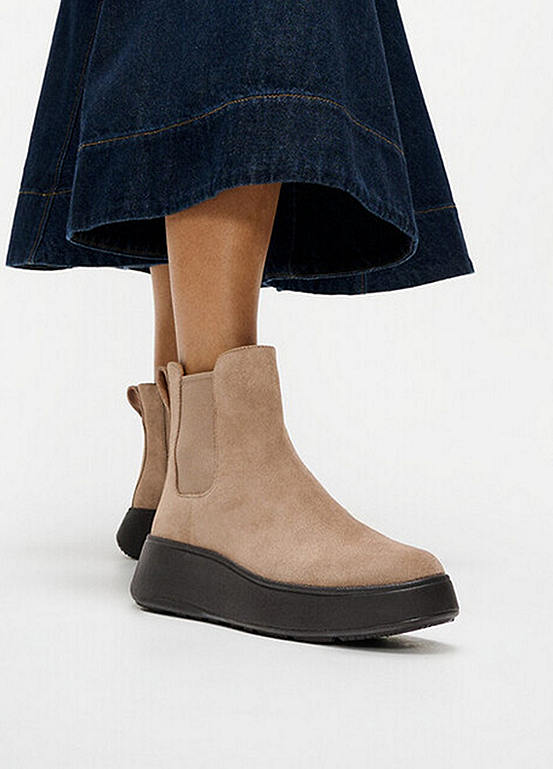 FitFlop Taupe F-Mode Suede Flatform Chelsea Boots | Kaleidoscope
