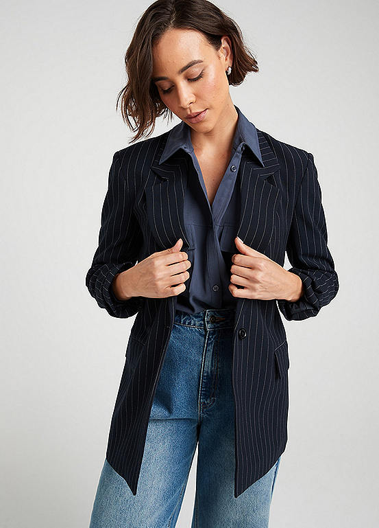 Freemans Navy Pinstripe Blazer | Kaleidoscope