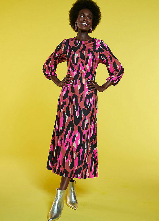 Freemans Pink Print Open Back Jersey Dress | Kaleidoscope