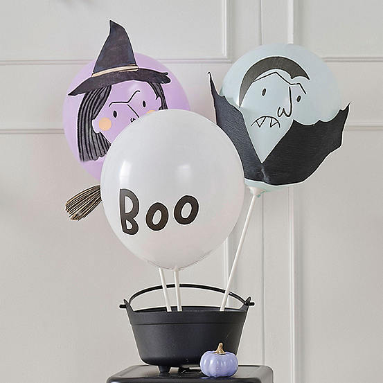 Ginger Ray Halloween Decorations Bundle - Vampire & Witch Balloons ...
