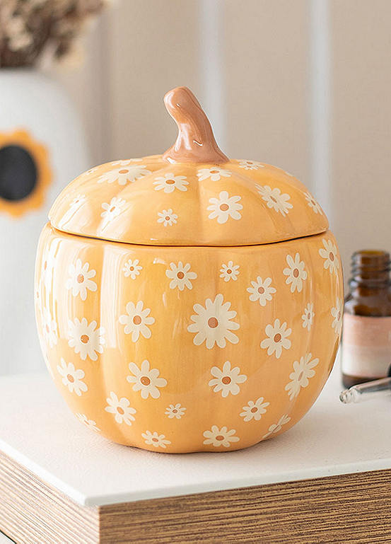 Groovy Floral Halloween Pumpkin Ceramic Oil Burner | Kaleidoscope
