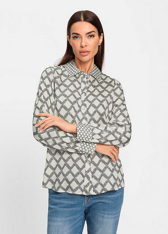 Heine Diamond Printed Satin Blouse | Kaleidoscope