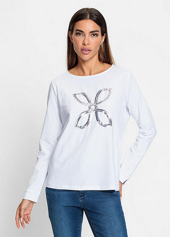 Heine Long Sleeve Sequin Appliqué Top | Kaleidoscope