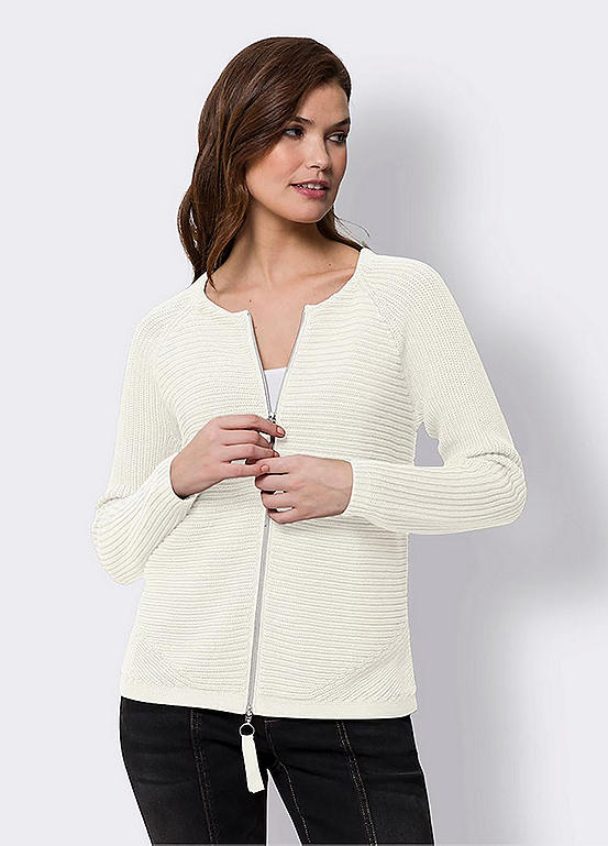 Heine Ribbed Zip Cardigan | Kaleidoscope