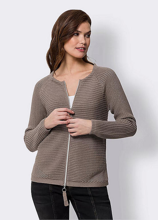 Heine Ribbed Zip Cardigan | Kaleidoscope