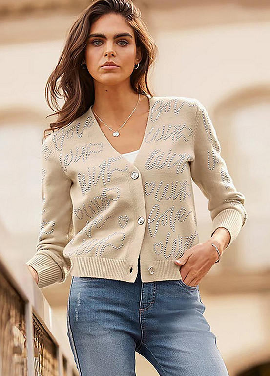 Heine Stud Embossed Soft Cardigan | Kaleidoscope