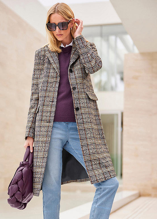 Heine Wool Blend Check Coat | Kaleidoscope