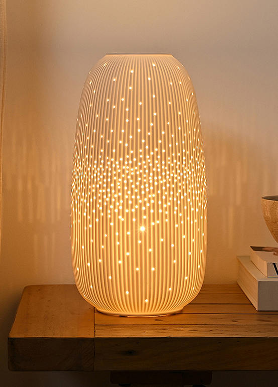 Hestia LED White Tall Ribbed Table Lamp | Kaleidoscope