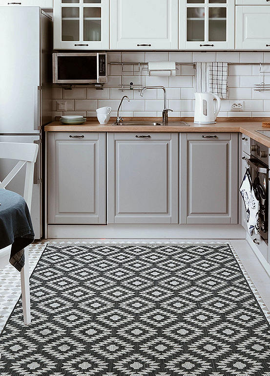 Indoor & Outdoor Diamond Grey Rug | Kaleidoscope