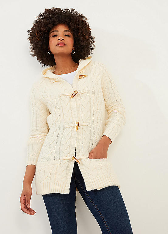 Joe Browns Chunky Cable Knit Toggle Hooded Cardigan | Kaleidoscope