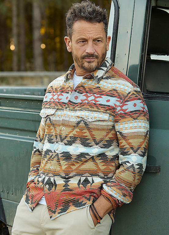 Joe Browns Earthy Tone Aztec Woven Long Sleeve Shirt | Kaleidoscope