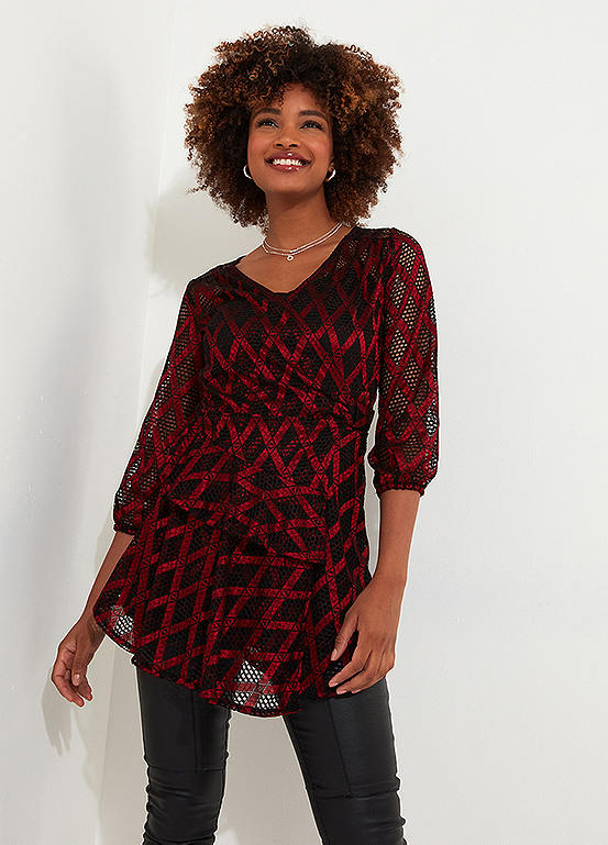 Joe Browns Open Weave Mock Wrap Tunic & Cami | Kaleidoscope