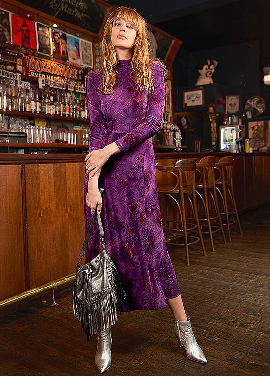 Joe Browns Petite Flocked Print High-Neck Maxi Dress | Kaleidoscope