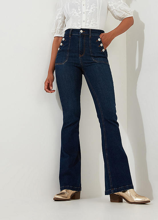 Joe Browns Vintage Wash High Waisted Button Pocket Jeans | Kaleidoscope