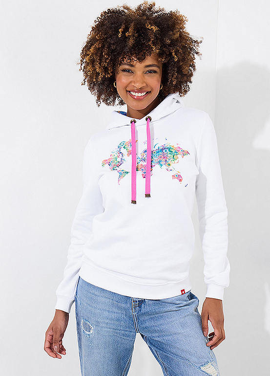 Joe Browns World Map Graphic Hoodie | Kaleidoscope