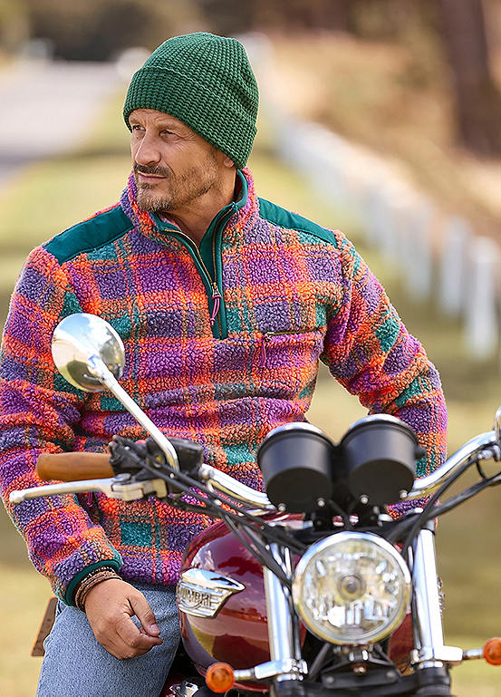 Joe Browns Zip-Up Borg Funnel Neck Fleece | Kaleidoscope