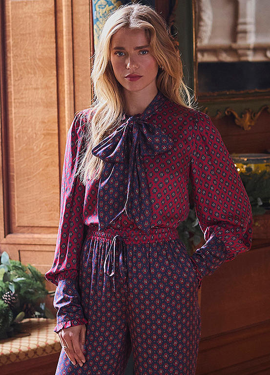 Joules Everly Tie Neck Blouse | Kaleidoscope