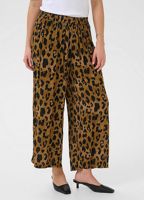Kaffe Kamille Leopard Print Trousers | Kaleidoscope