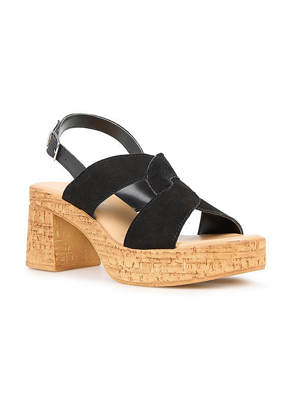 Kaleidoscope Black Suede Cork Platform Sandals | Kaleidoscope