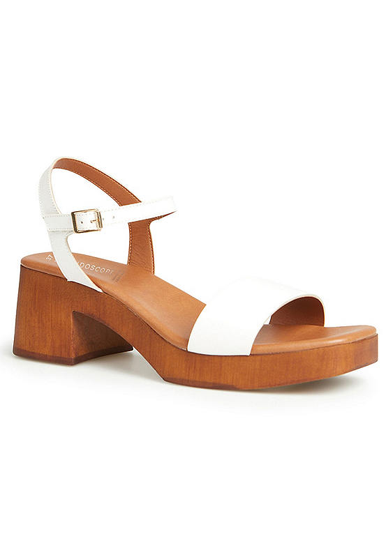 Kaleidoscope White Leather Clog Sandals | Kaleidoscope