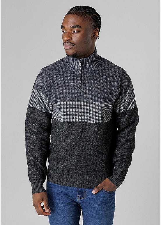 Kensington Eastside Textured Quarter Zip Jumper with Faux Fur Lining ...