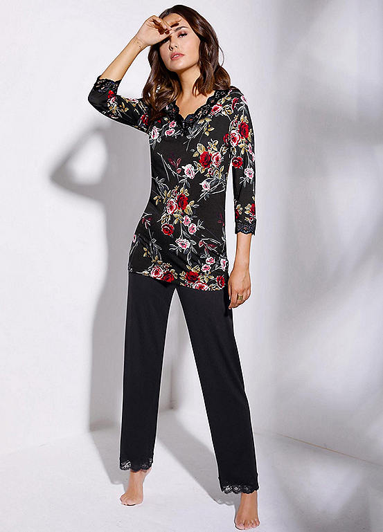 Lace Trim Floral Print Pyjamas by Witt | Kaleidoscope