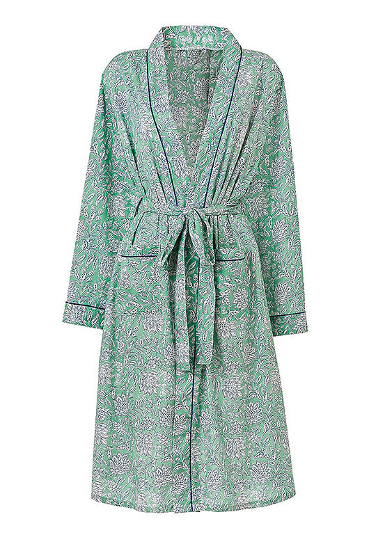 Land & Shore Rowallane 100% Cotton Percale Bath Robe | Kaleidoscope