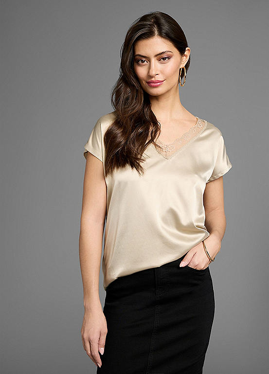 Laura Scott V-Neck Satin Blouse | Kaleidoscope