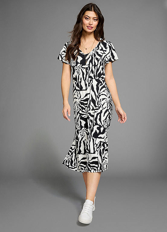 Laura Scott Zebra Print Midi Dress | Kaleidoscope