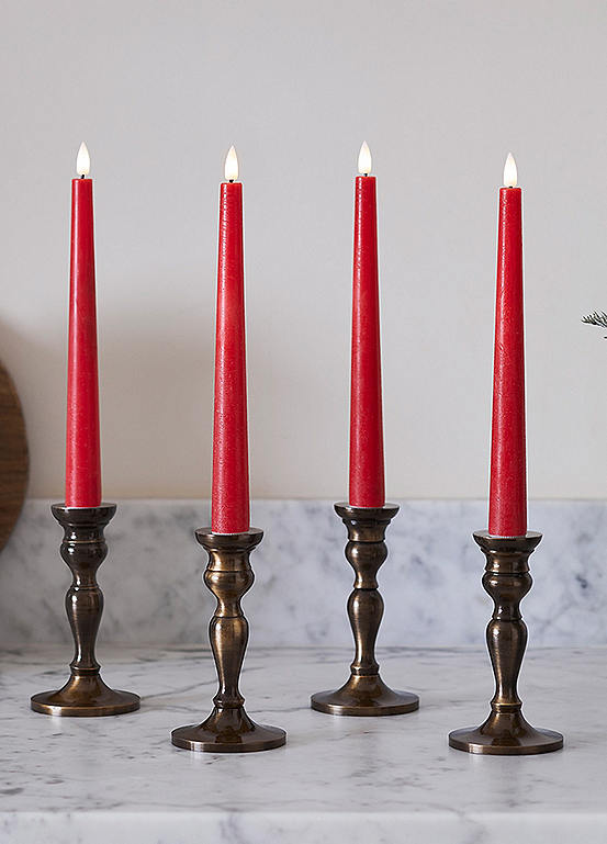 Lights4Fun 4 TruGlow® Red Remote Control LED Taper Candles | Kaleidoscope