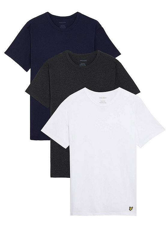 Lyle & Scott Pack of 3 Mens Off-White Basic T-Shirts | Kaleidoscope