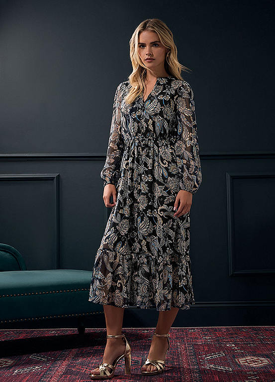 M&Co Petite Floral Chiffon Button Down Dress | Kaleidoscope