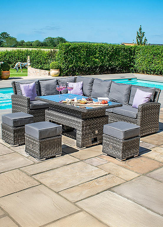 Maze Victoria Rectangular Corner Dining Set with Rising Table ...