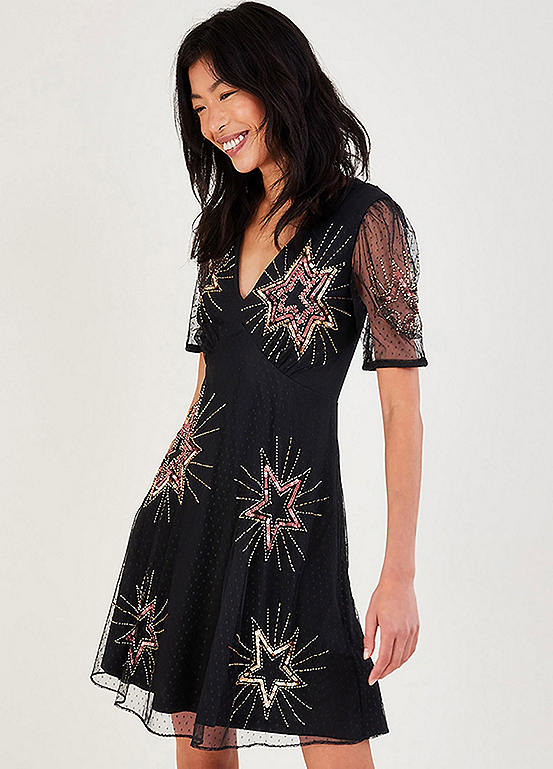 Monsoon Bronwyn Sequin Star Short Dress | Kaleidoscope