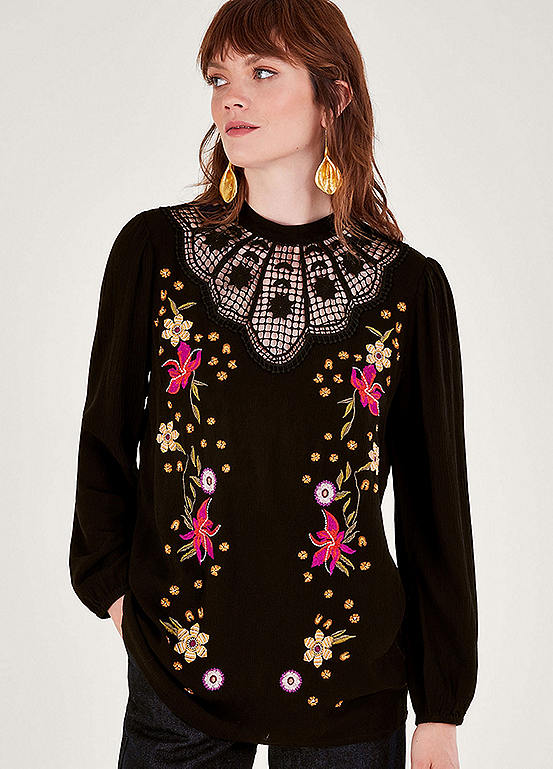 Monsoon Cutwork Floral Embroidered Top | Kaleidoscope