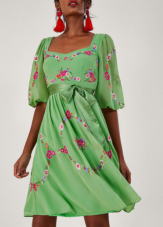 Monsoon Emilia Floral Embroidered Dress | Kaleidoscope