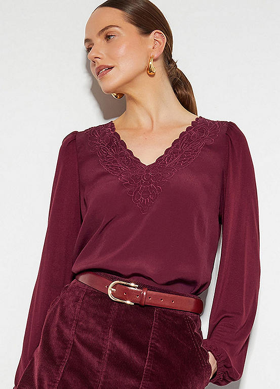 Monsoon Lisa Lace Trim Top | Kaleidoscope