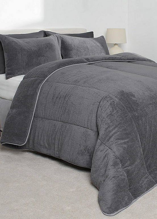 Online Home Shop Teddy Fleece 10.5 Tog Coverless Duvet & Pillowcase Set ...