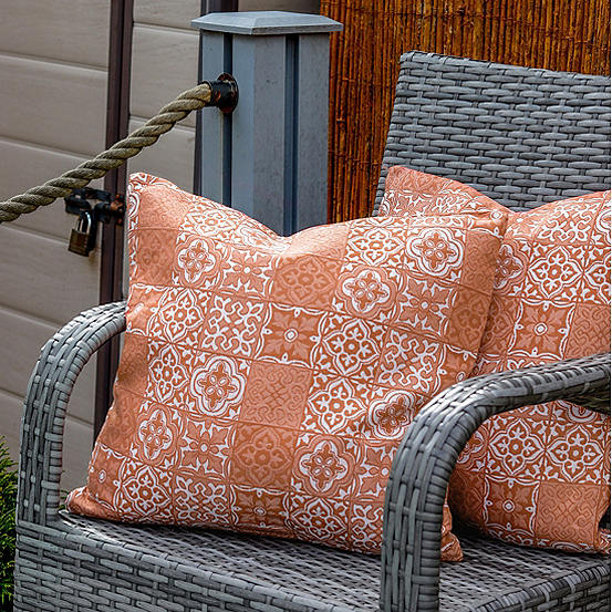 Pair of Outdoor Jacquard Pink Scatter Cushions | Kaleidoscope