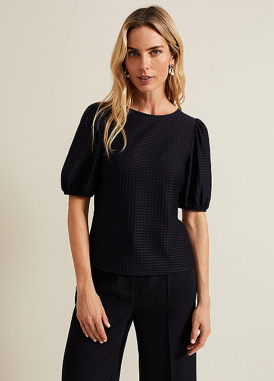 Phase Eight Adley Texture Bubble Sleeve Top | Kaleidoscope