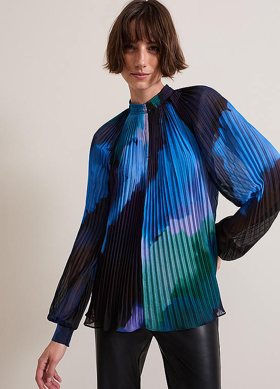 Phase Eight Eleanor Abstract Pleat Blouse | Kaleidoscope