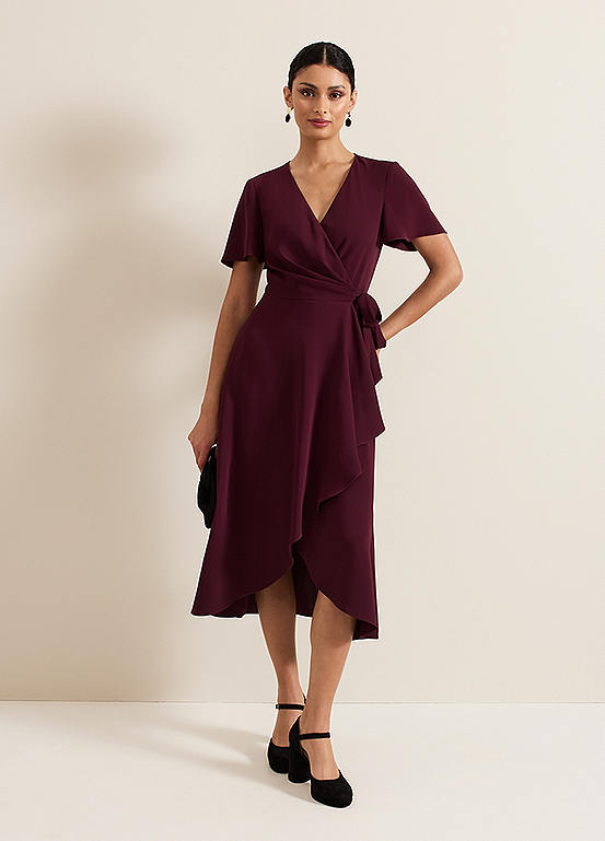 Phase Eight Julissa Burgundy Wrap Dress | Kaleidoscope