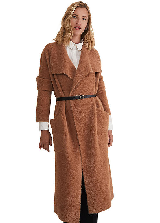 Phase Eight Natasha Waterfall Fluffy Belted Coat | Kaleidoscope