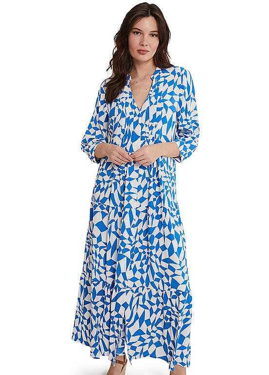 Phase Eight Penele Blue Geo Midaxi Dress | Kaleidoscope