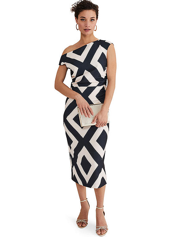 Phase Eight Posy Geo Fitted Dress | Kaleidoscope