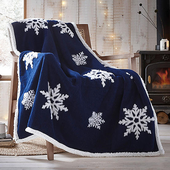 Portfolio Home Snowflake Throw - Navy | Kaleidoscope