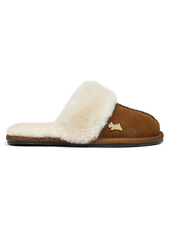 Radley London Tan Chelsea Creek Shearling Mule Slippers | Kaleidoscope